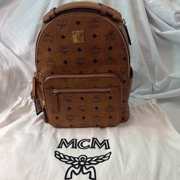 MCM | Bags | Mcm Cognac Visetos Stark Backpack | Poshmark